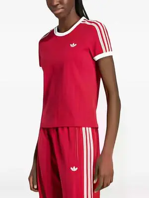 Adidas Pinstripe Embroidered-logo T-shirt