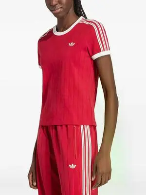 Adidas Pinstripe Embroidered-logo T-shirt
