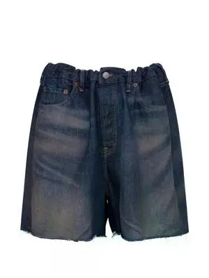 MAISON MARGIELA Frayed Hem Cotton Denim Shorts - Blue