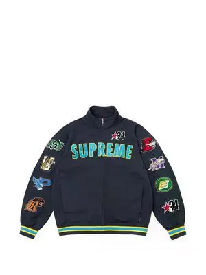 Supreme Logo-patch Zip-up Sweatshirt - Blue