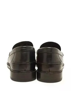 Fendi Leather Ff Plaque Penny Loafers