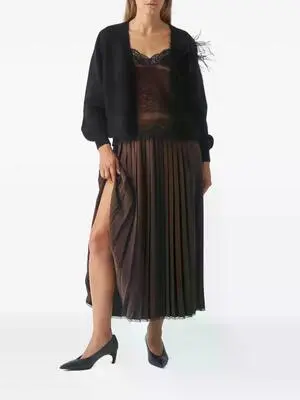 TWINSET Pleated Midi Skirt With Lace Trim