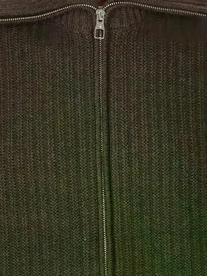 MONTECORE Dark Ribbed Knit Zip-up Cardigan