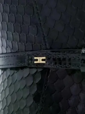Elisabetta Franchi Bustier Style Leather Belt With Fish Scale Pattern