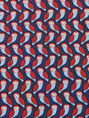 Hermès Chouette Pattern Silk Neck Tie - Blue