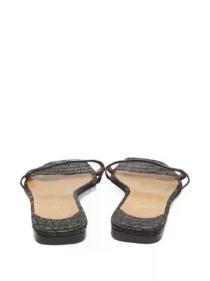 CHRISTIAN LOUBOUTIN Croc-embossed Leather Sandals - Black