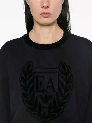 Emporio Armani Logo Embroidered Panelled Crew Neck Sweater