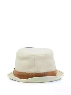 Hermès Leather-trim Fedora Hat - Neutrals