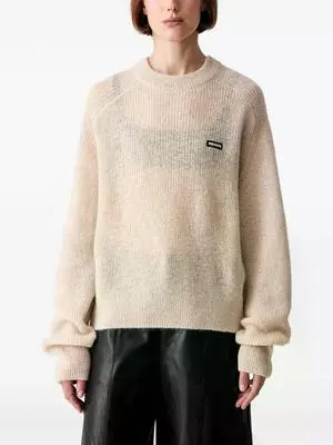 ROTATE BY BIRGER CHRISTENSEN Logo-patch Raglan-sleeve Sweater - Neutrals