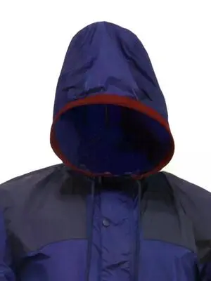 Moncler Hooded Windbreaker With Logo Print - Blue