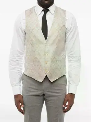 Corneliani Embroidered Silk-blend Waistcoat - Neutrals