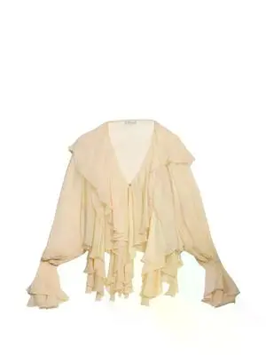 Blumarine Ruffled Crepe De Chine Blouse