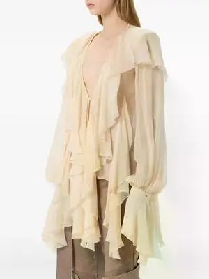 Blumarine Ruffled Crepe De Chine Blouse