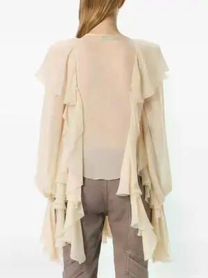 Blumarine Ruffled Crepe De Chine Blouse