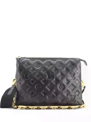 LOUIS VUITTON Coussin Pm Bag Monogram Embossed Lambskin Crossbody - Black