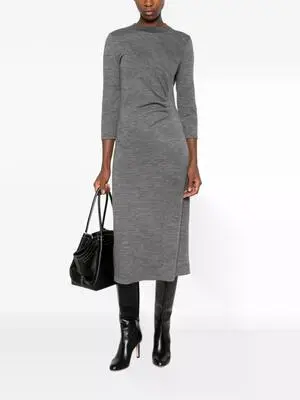 Peserico Gathered Long-sleeve Midi Dress