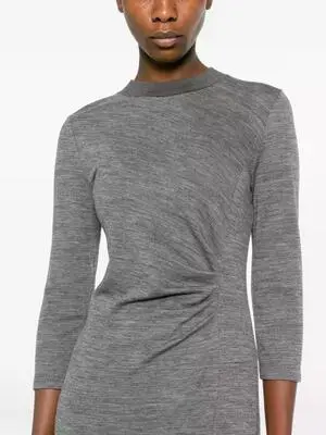 Peserico Gathered Long-sleeve Midi Dress