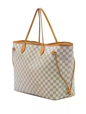 LOUIS VUITTON Damier Azur Neverfull Gm Tote Bag - White