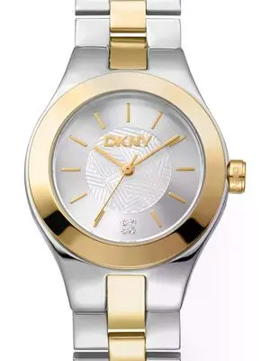 Dkny Two-tone Link Watch With Crystal Embellishment - Silver