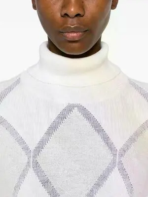 Peserico Argyle Roll-neck Sweater - White
