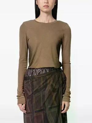 MULLER OF YOSHIOKUBO Gradation Shoulder-pad Long-sleeve T-shirt - Brown