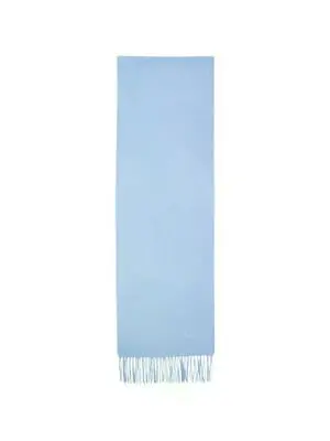 Mulberry Embroidered-logo Fringed-hem Scarf - Blue