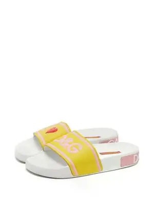 Dolce & Gabbana Heart Print Slides - Yellow