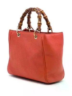 Gucci Calfskin Bamboo Shopper Satchel - Orange