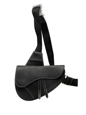 Dior Grained Calfskin Saddle Crossbody Bag - Black