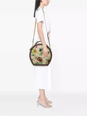 Gucci 2000-2015 Gg Canvas Web Flora Round Satchel