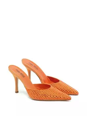 Paris Texas Embellished Stiletto Mules - Orange
