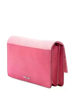 Prada Saffiano Leather Turn Lock Wallet On Strap Crossbody Bag