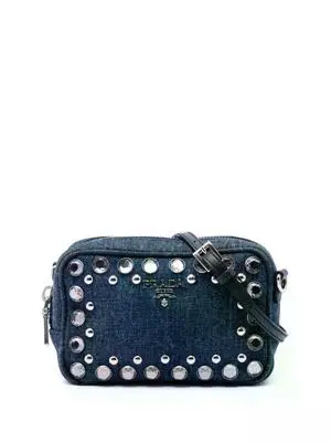 Prada Denim Borchie Bijoux Camera Crossbody Bag