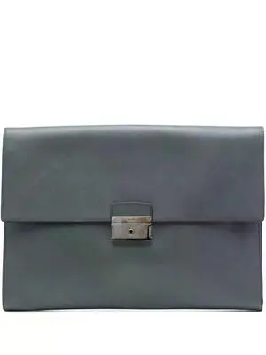 Prada 2013-2026 Saffiano Document Holder Clutch Bag - Grey
