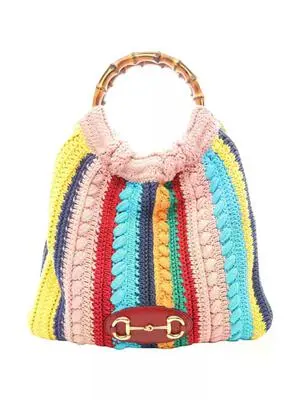 Gucci 2000-2015 Crochet And Knit Bamboo Horsebit 1955 Handbag