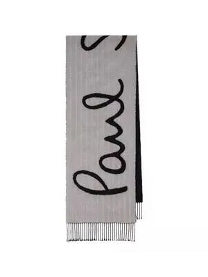 Paul Smith And Black Herringbone Logo Scarf