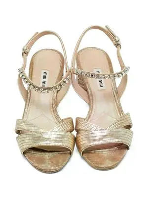 Miu Miu Crystal-embellished Lizard-effect Sandals