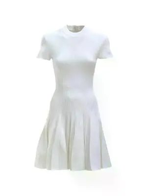 Balmain Pleated-skirt Short-sleeve Mini Dress