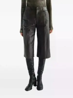 LEMAIRE Leather Bermuda Shorts - Brown