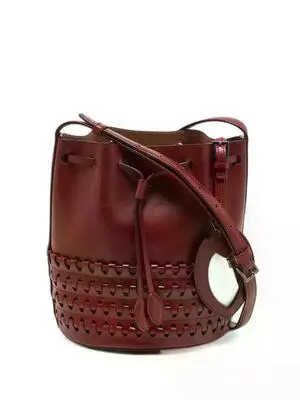 Alaïa Cut-out Drawstring Bucket Bag - Red