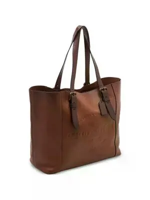 COACH Logo-embossed Grained Leather Tote Bag