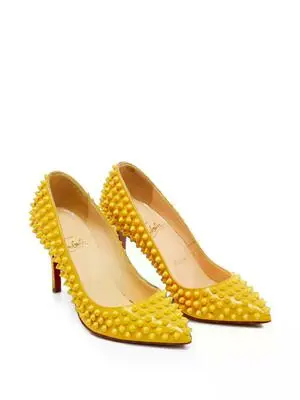 CHRISTIAN LOUBOUTIN Pigalle Spikes Point-toe Heeled Pumps - Yellow
