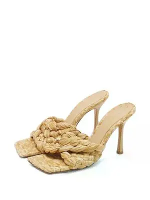Bottega Veneta Stretch Twisted Intrecciato Raffia Stiletto Sandals