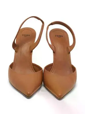 Fendi Slingback Pumps With Sculptural Wedge Heel - Brown