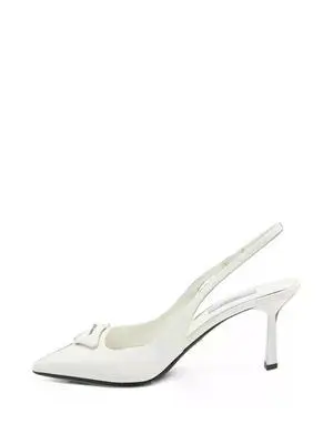 Prada Padded Triangle Logo Slingback Pumps - White