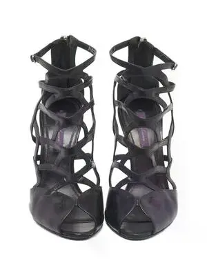 Ralph Lauren Leather Crisscross Cage Stiletto Sandals