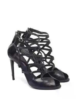 Ralph Lauren Leather Crisscross Cage Stiletto Sandals