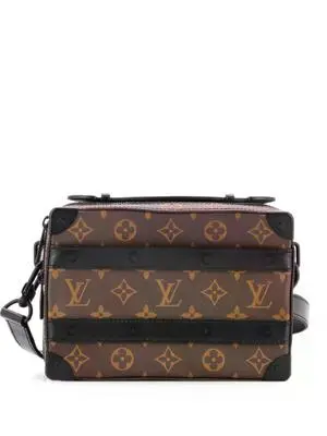 LOUIS VUITTON Handle Soft Trunk Bag Macassar Monogram Canvas Crossbody Bag - Black