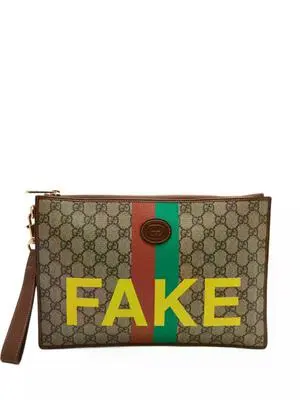 Gucci Gg Supreme Interlocking Gg Clutch Bag - Brown