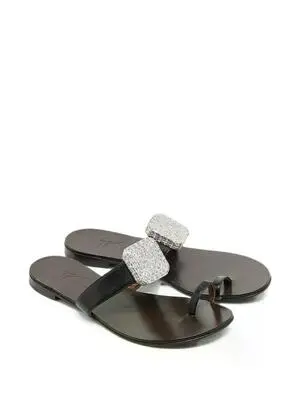 GIUSEPPE ZANOTTI Crystal-embellished Toe-strap Flat Sandals